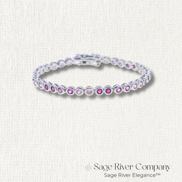 Silver Pink Round Tennis Bracelet | Blush CZ Jewelry – Sage River Co. – Sage River Company